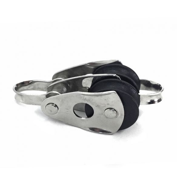 Double Mini Rope Blocks With Becket 25mm Sheave